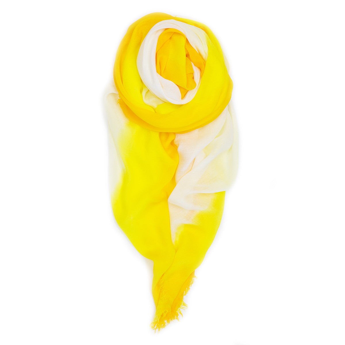 Dipped Cashmere Scarf in Lemon/Lime - Fig & Bella